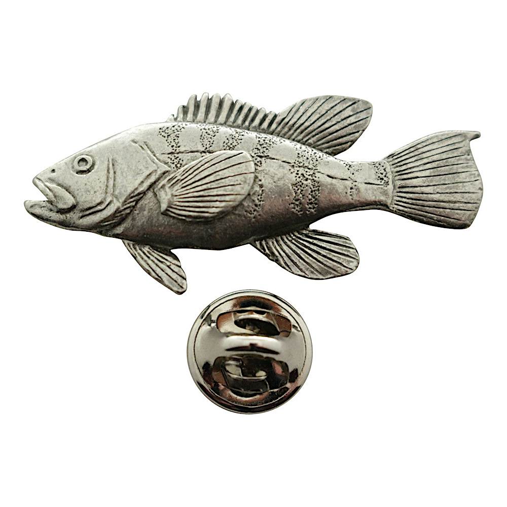 Sea Bass Pin ~ Antiqued Pewter ~ Lapel Pin ~ Sarah's Treats & Treasures Sea Bass Pin ~ Antiqued Pewter ~ Lapel Pin ~ Sarah's Treats & Treasures